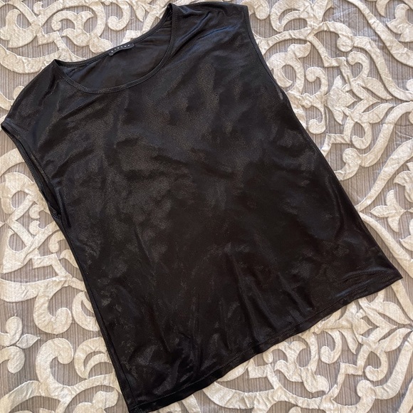 Sisley | Tops | Sisley Black Shiny Metallic Top | Poshmark